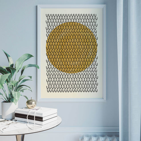 Mid Century Yellow Print - Retro Abstract Composition – HypeSheriff