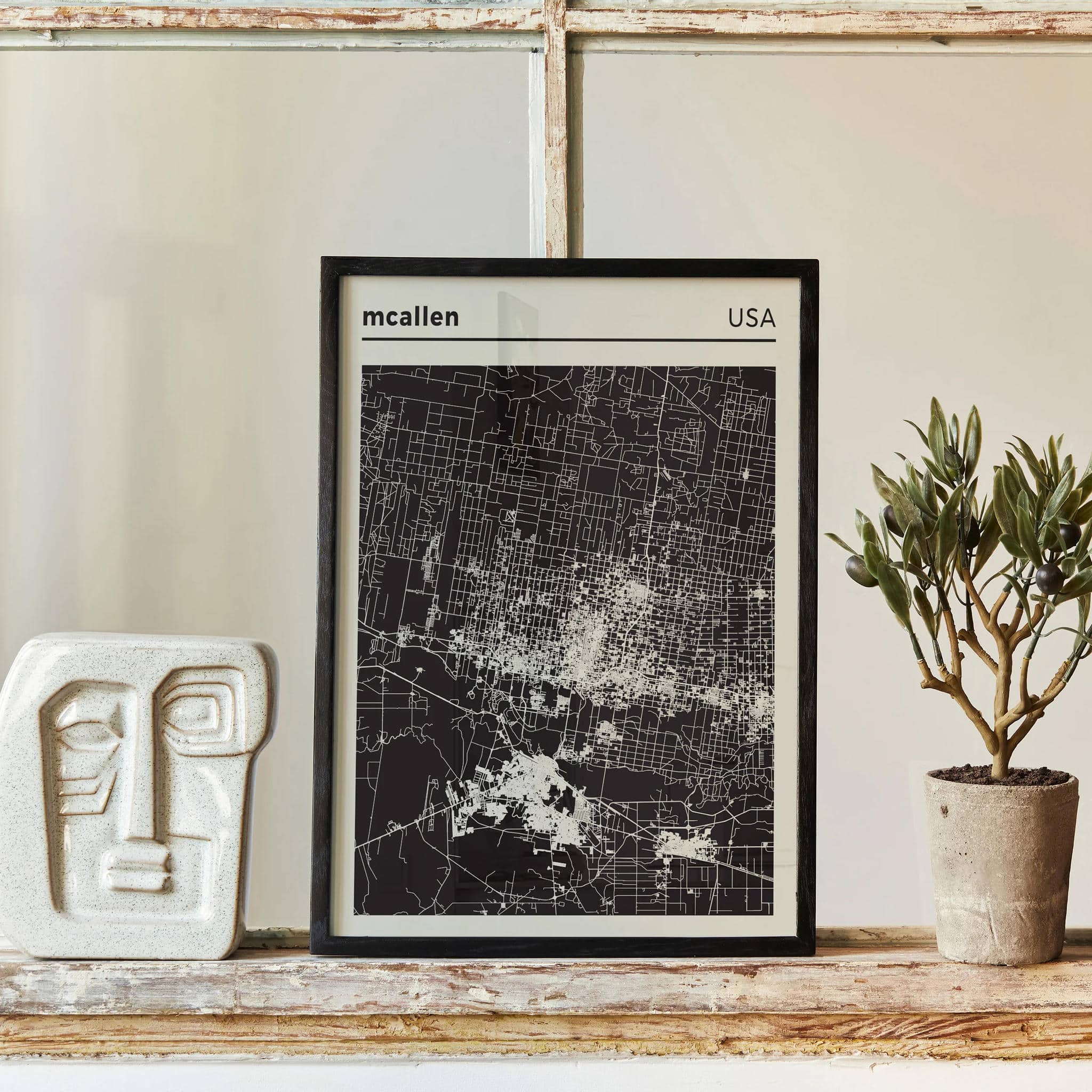 McAllen, USA - Black and White City Map Poster — HypeSheriff US