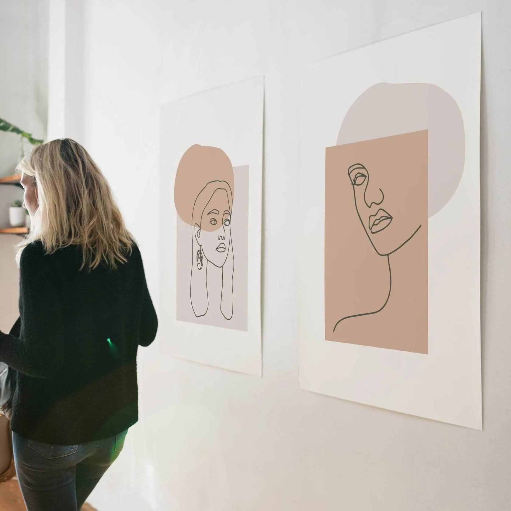 Set of 2 Minimal Line Art Portraits – HypeSheriff