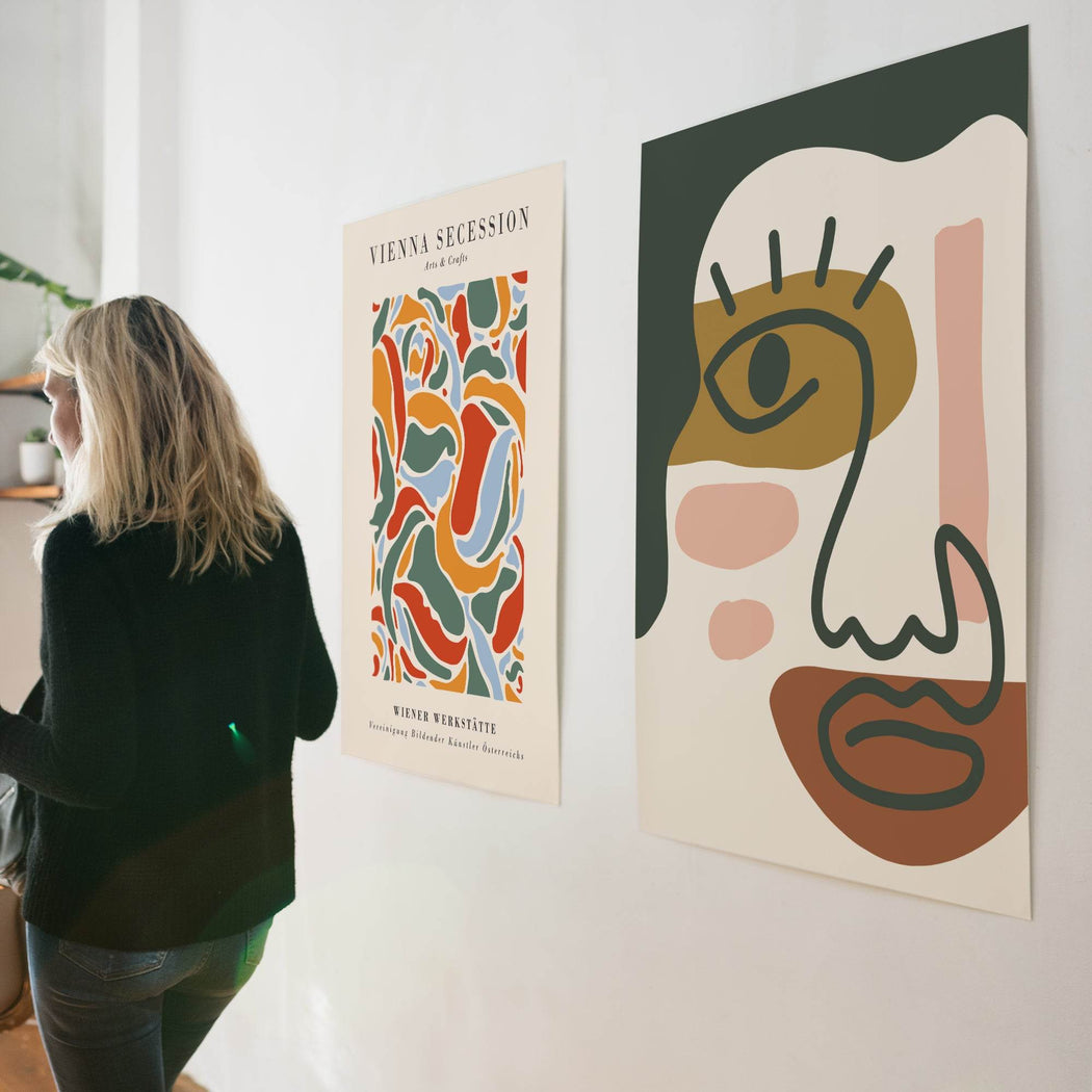 Earth Colors Cubist Drawing Poster — HypeSheriff US