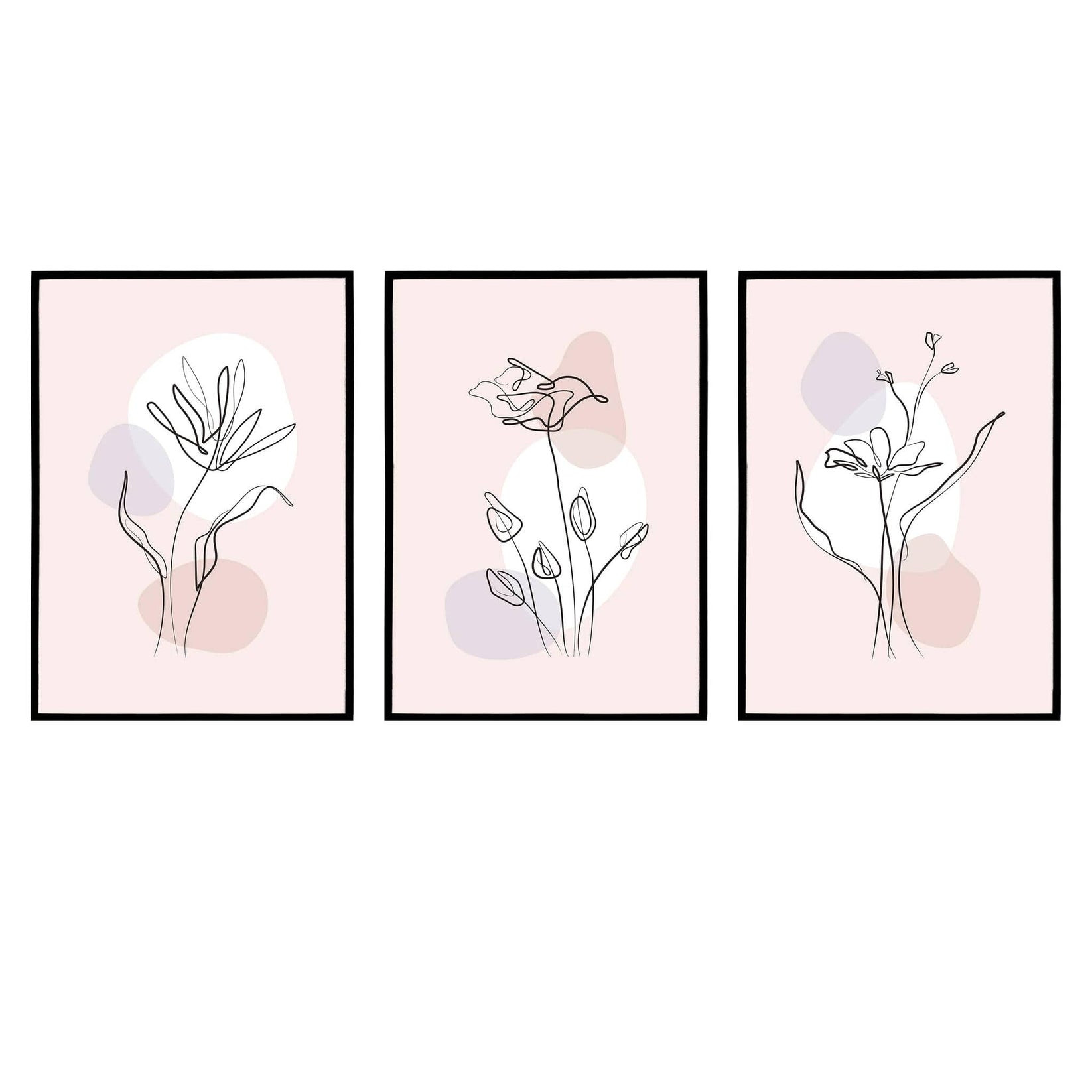 Set of 3 Pastel Pink Line Art Posters – HypeSheriff