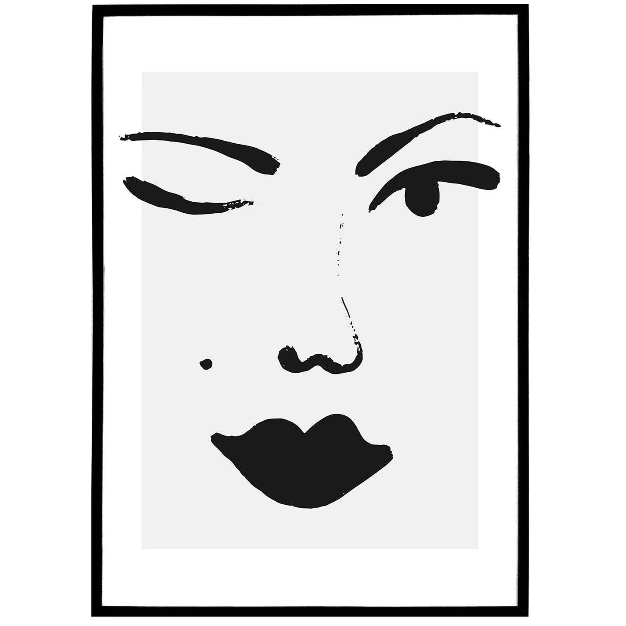 Black Ink Woman Cute Face Poster – HypeSheriff