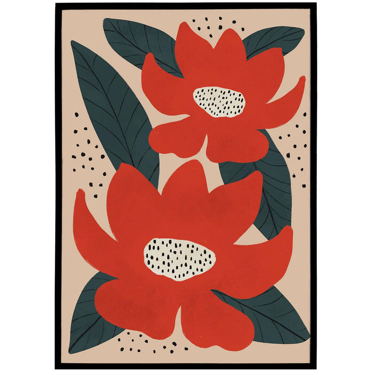 Retro Red Flowers Poster — HypeSheriff US