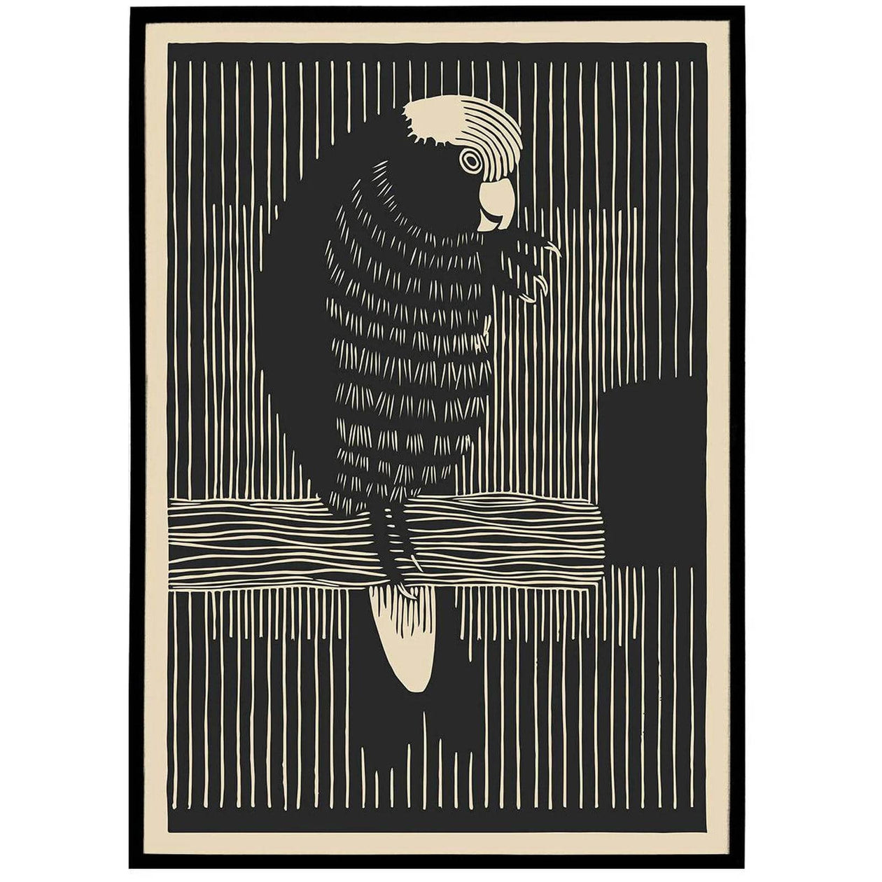 Linocut Parrot Poster — HypeSheriff US