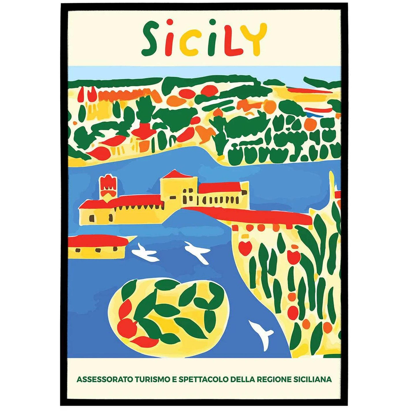 Sicily, Italy Colorful Travel Poster – HypeSheriff