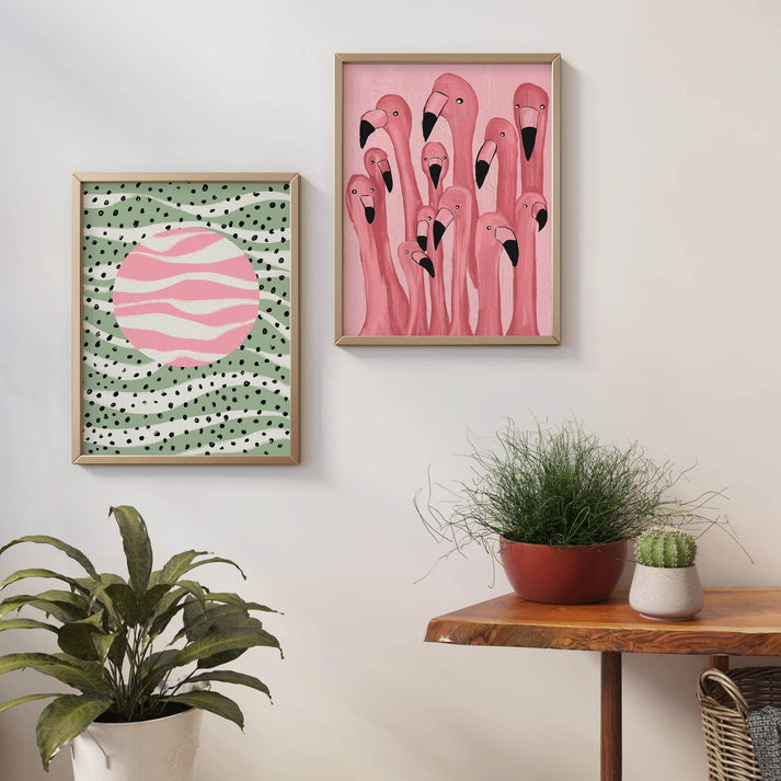 Set of 2 Mid Century Modern Flamingo Pink Posters – HypeSheriff