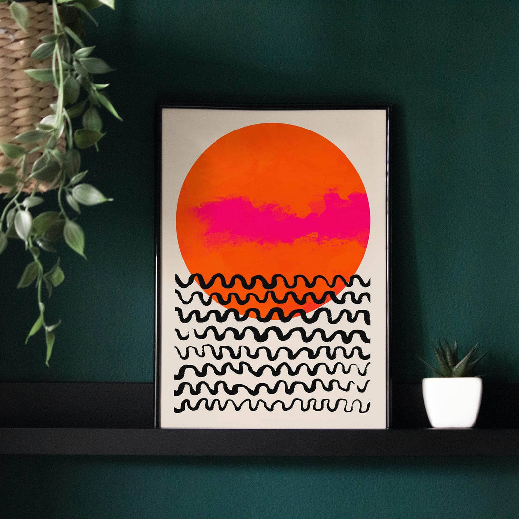 Mid Century Modern Pink Sun Poster — HypeSheriff US