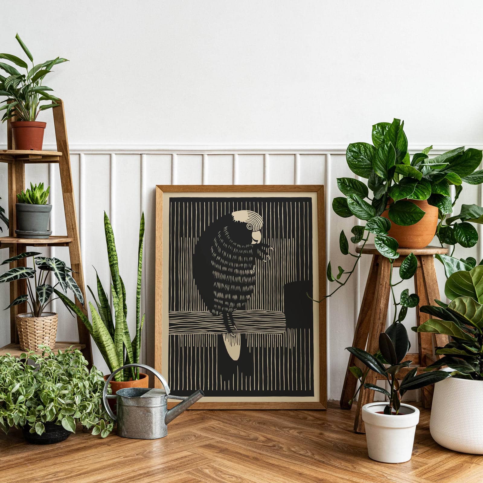 Linocut Parrot Poster — HypeSheriff US