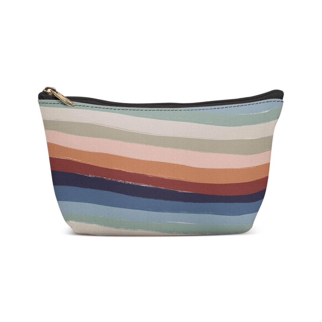 Painted Modern Blue Striped Makeup Bag — HypeSheriff US