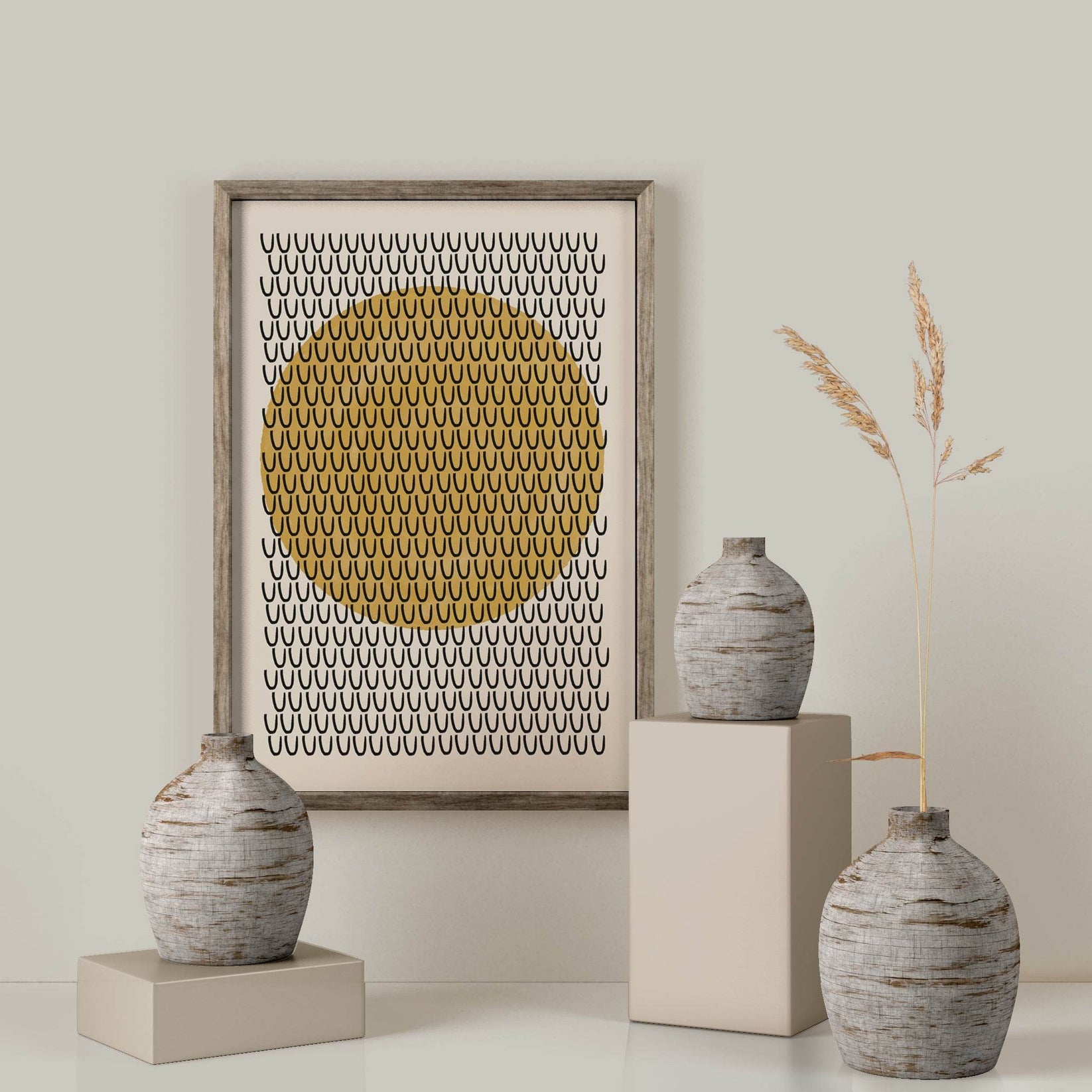 Mid Century Yellow Print - Retro Abstract Composition – HypeSheriff